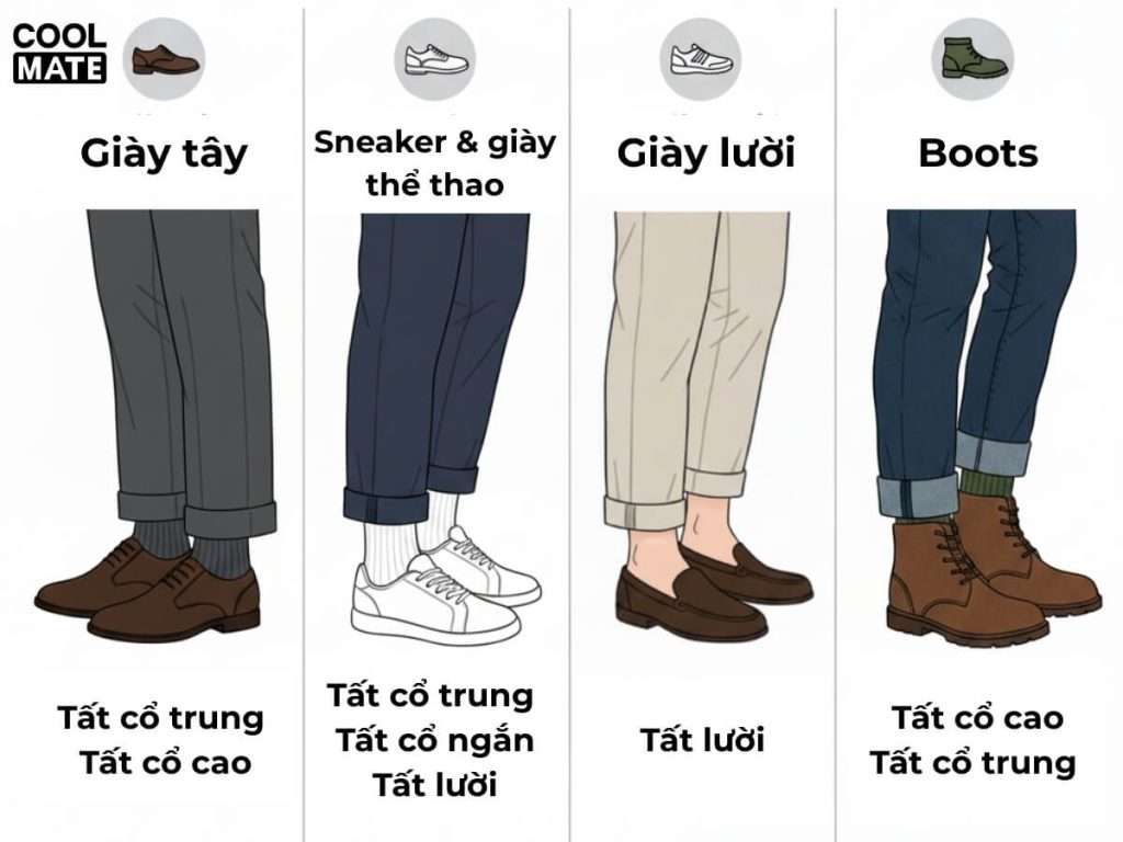 7 cách phối tất cho nam giới giúp outfit chuẩn phong cách