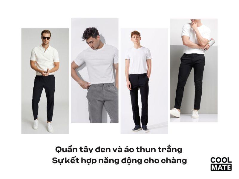 Bí quyết phối đồ với quần tây đen - trắng - xám cho chàng